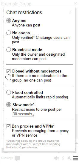 Chatango - Help - group chat owner